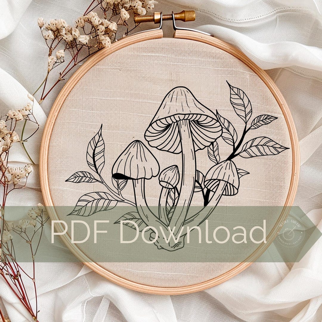 Mushroom Hand Embroidery Pattern Instant PDF Download - Etsy