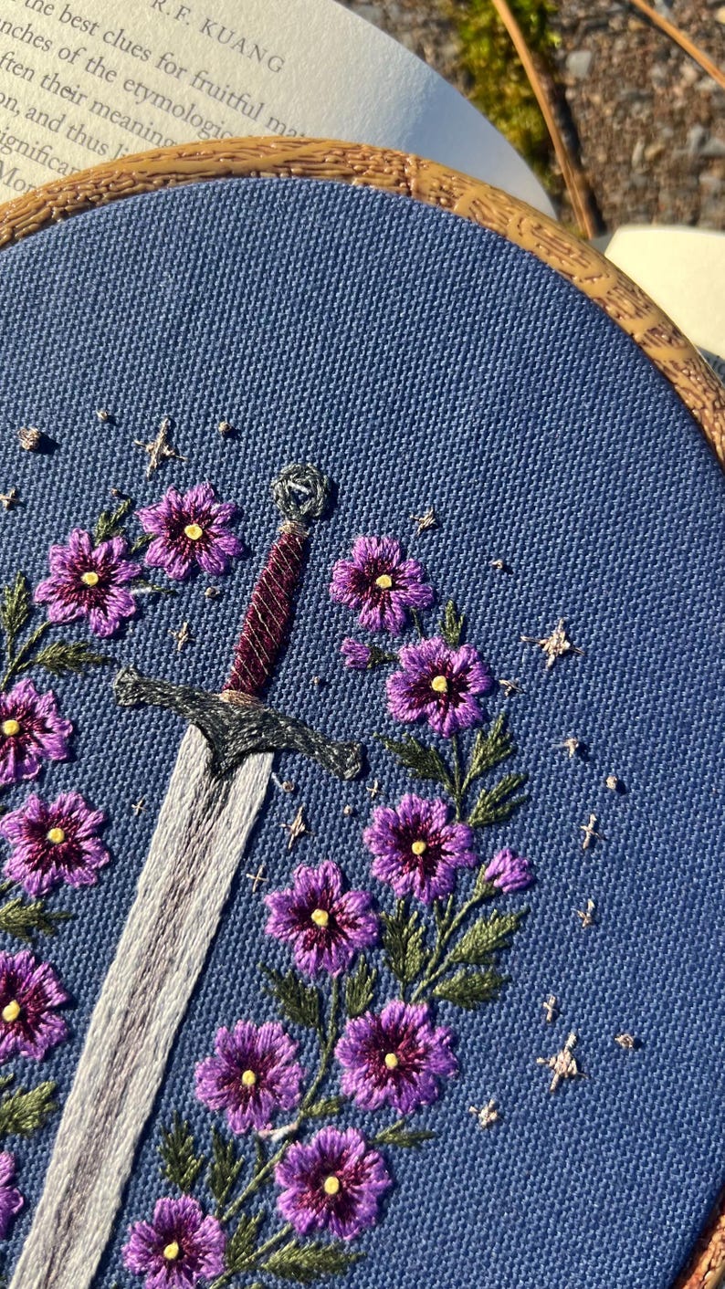 Fourth Wing Embroidery Pattern: Sword & Violets Stick and Stitch - Etsy