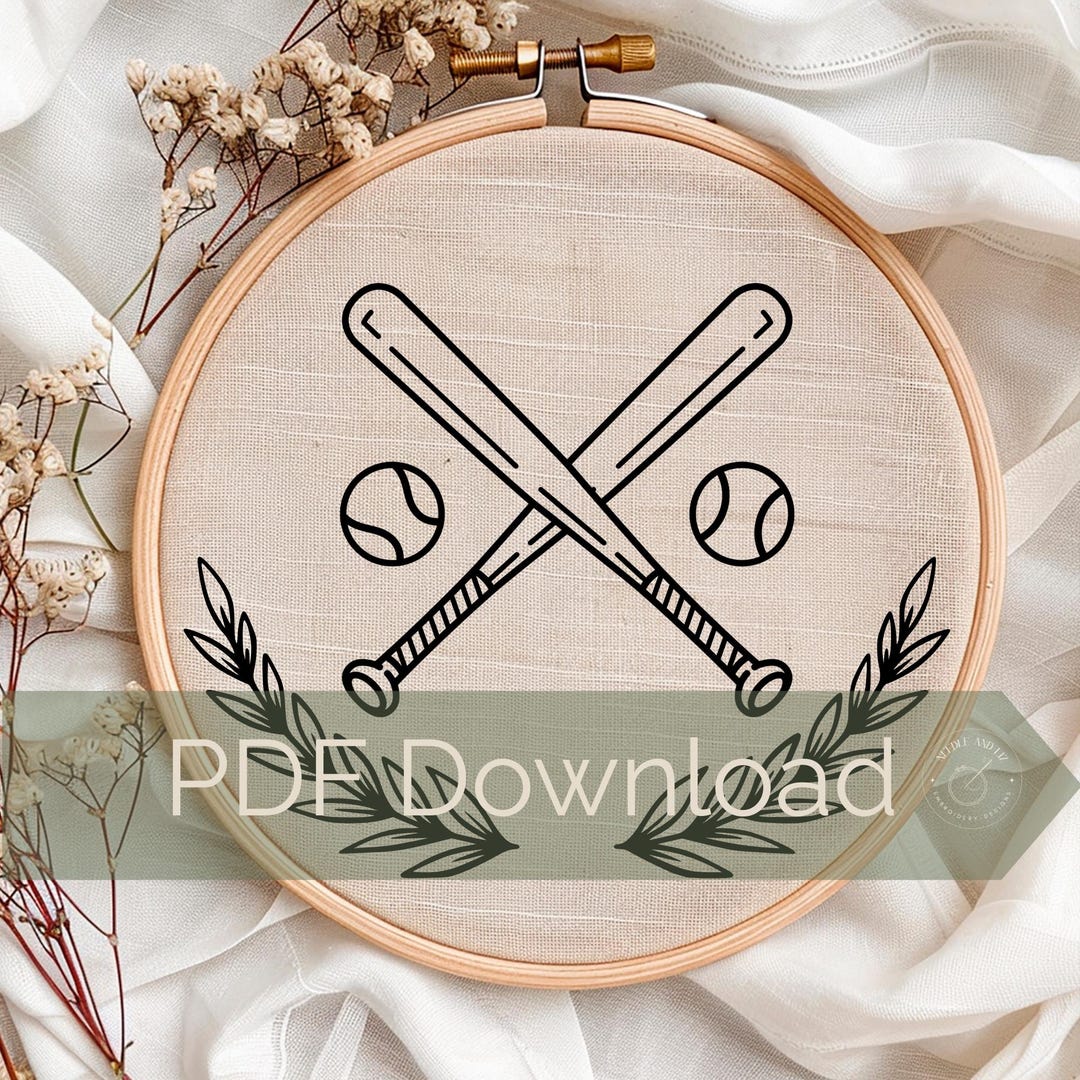 Baseball Hand Embroidery Pattern Instant PDF Download - Etsy