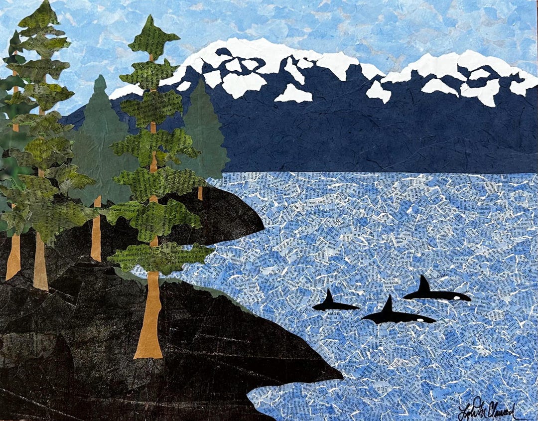 Orca Trio - Original Mixed Media Collage Art - Wall Art - Etsy