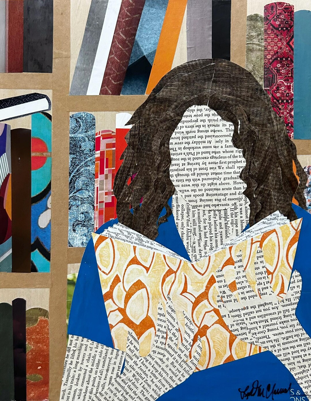 She Reads Original Paper Collage Art Wall Art - Etsy