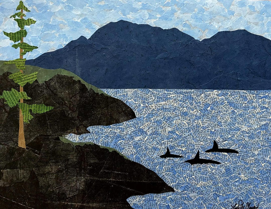 Orca Trio - Original Mixed Media Collage Art - Wall Art - Etsy