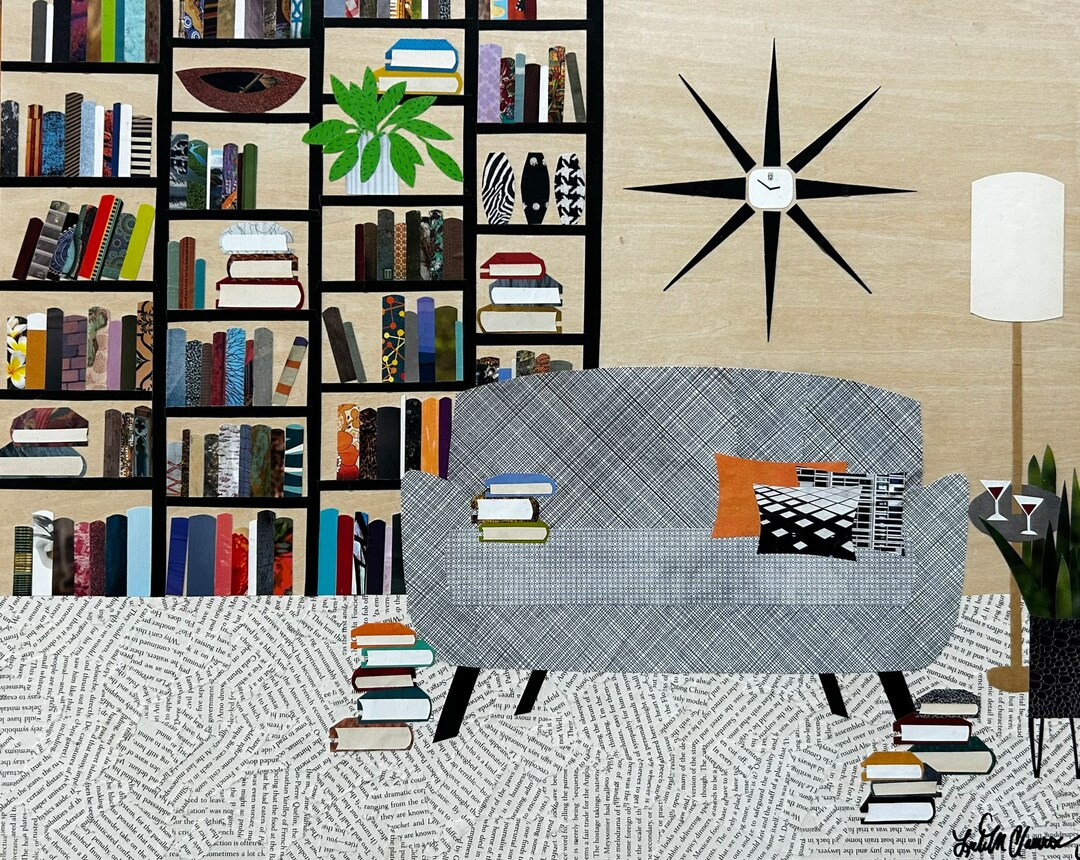 Reader's Dream Original Paper Collage Art Wall Art - Etsy