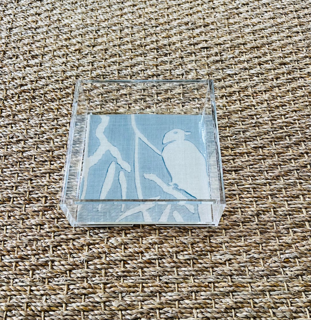 Square Acrylic Tray With Laminated Fabric - "sumi Reverse" in Denim ...