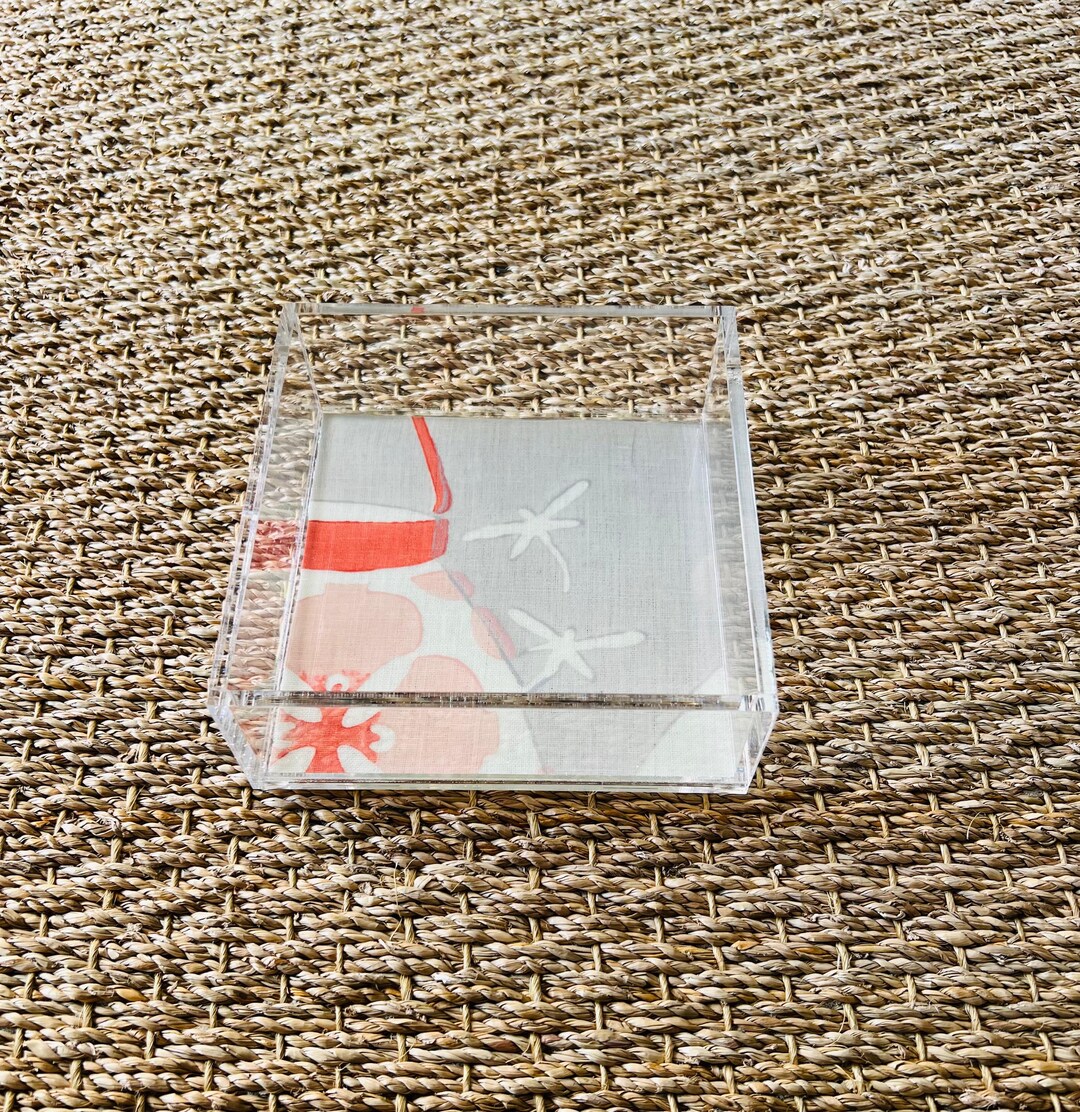 Square Acrylic Tray With Laminated Fabric - "lanterns" in Grey - Etsy