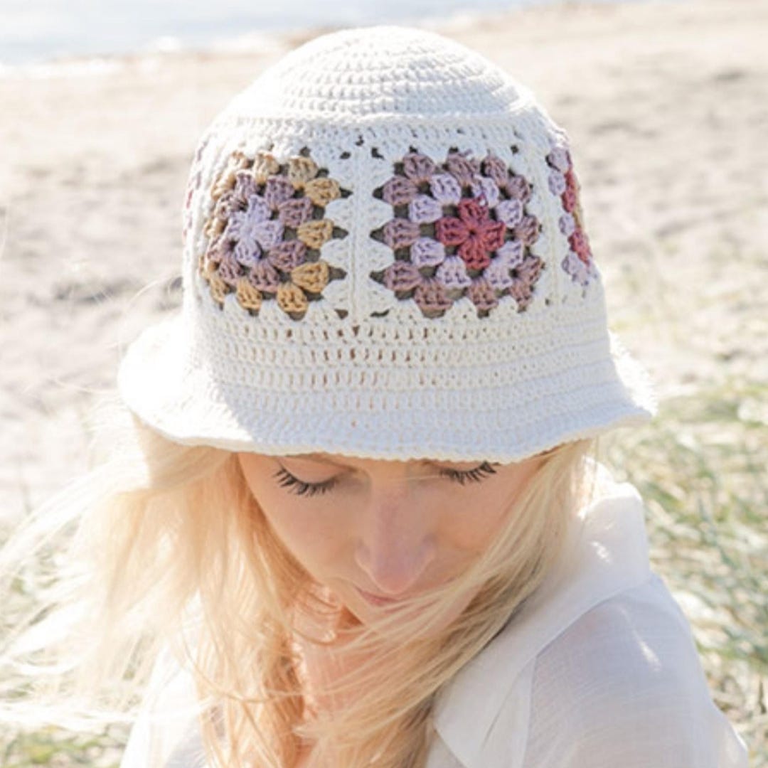 Easy Crochet Sun Hat Pattern PDF Floral Bucket Hat Women Summer Beach ...