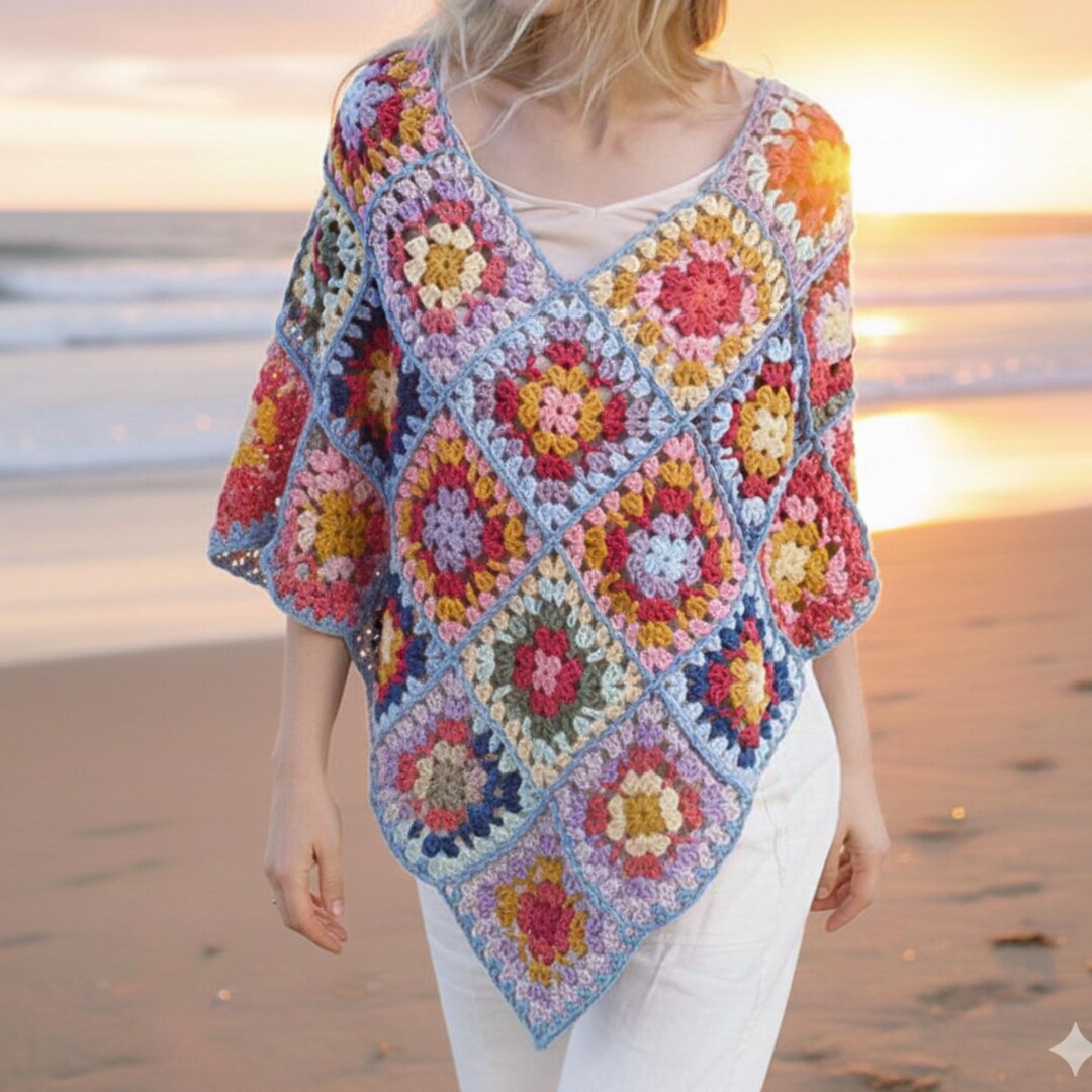 Crochet Poncho Pattern – Maple Lodge Granny Square Wrap (toddler-adult ...