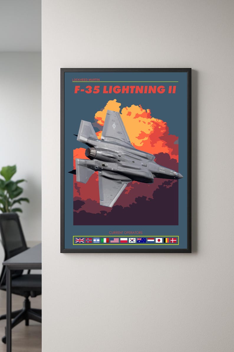 F-35 Lightning II Poster: Vintage Military Aviation Art (digital ...