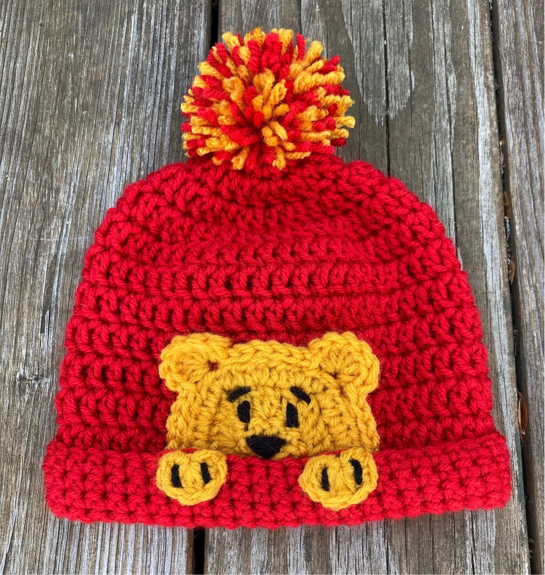 Peekaboo Pooh Bear Beanie Hat Winnie the Pooh Inspired - Etsy