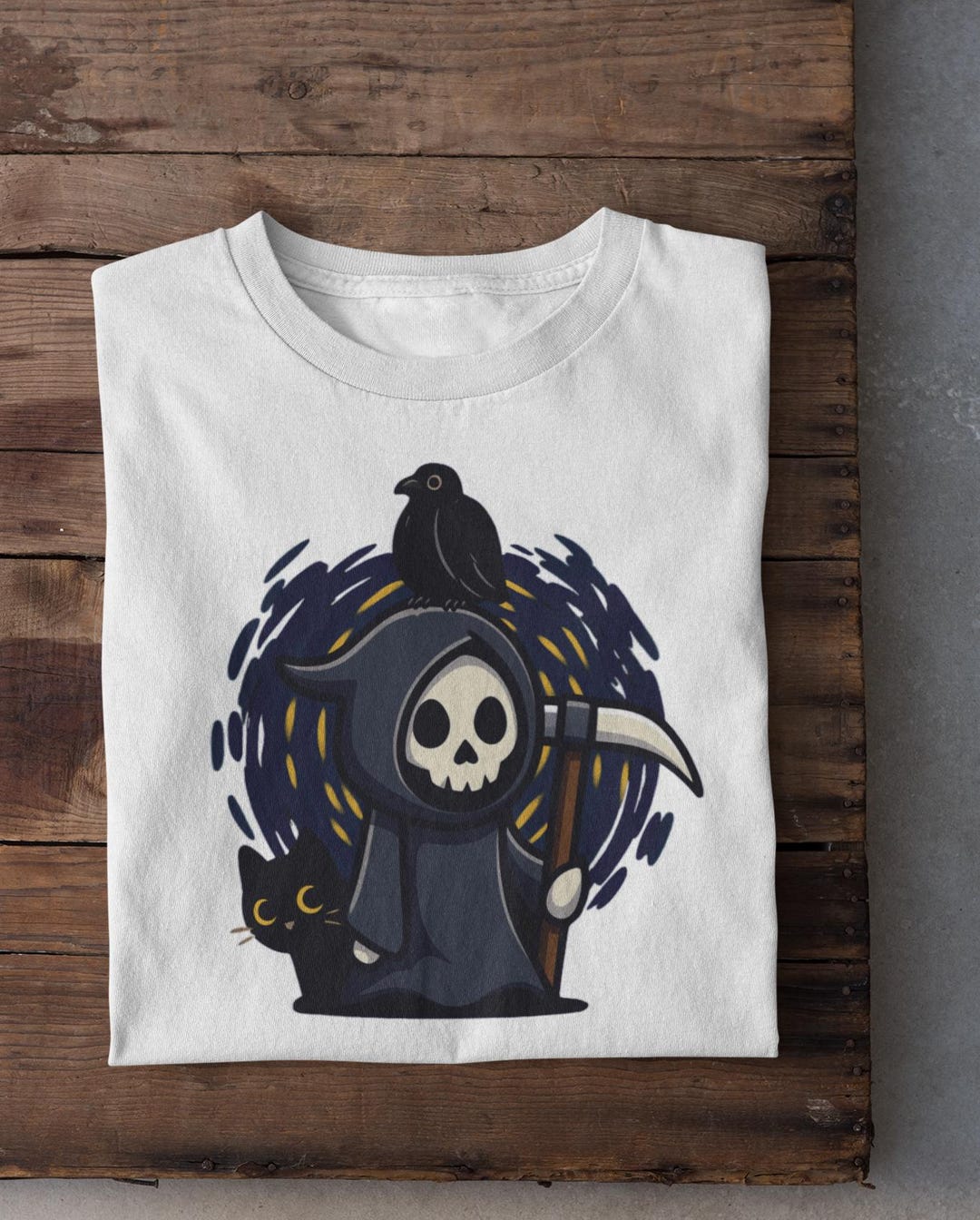 Cute Grim Reaper T-shirt, Gothic Tee, Grim Reaper With Emotional ...