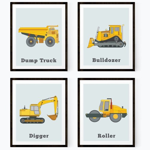Vehicle Print Set Train Poster Boys Wall Art Vehicle - Etsy