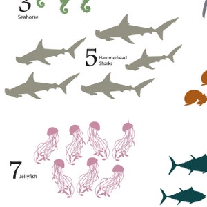 Ocean Animal Nursery Decor, 1-10 Counting Poster, Gender Neutral Kids ...