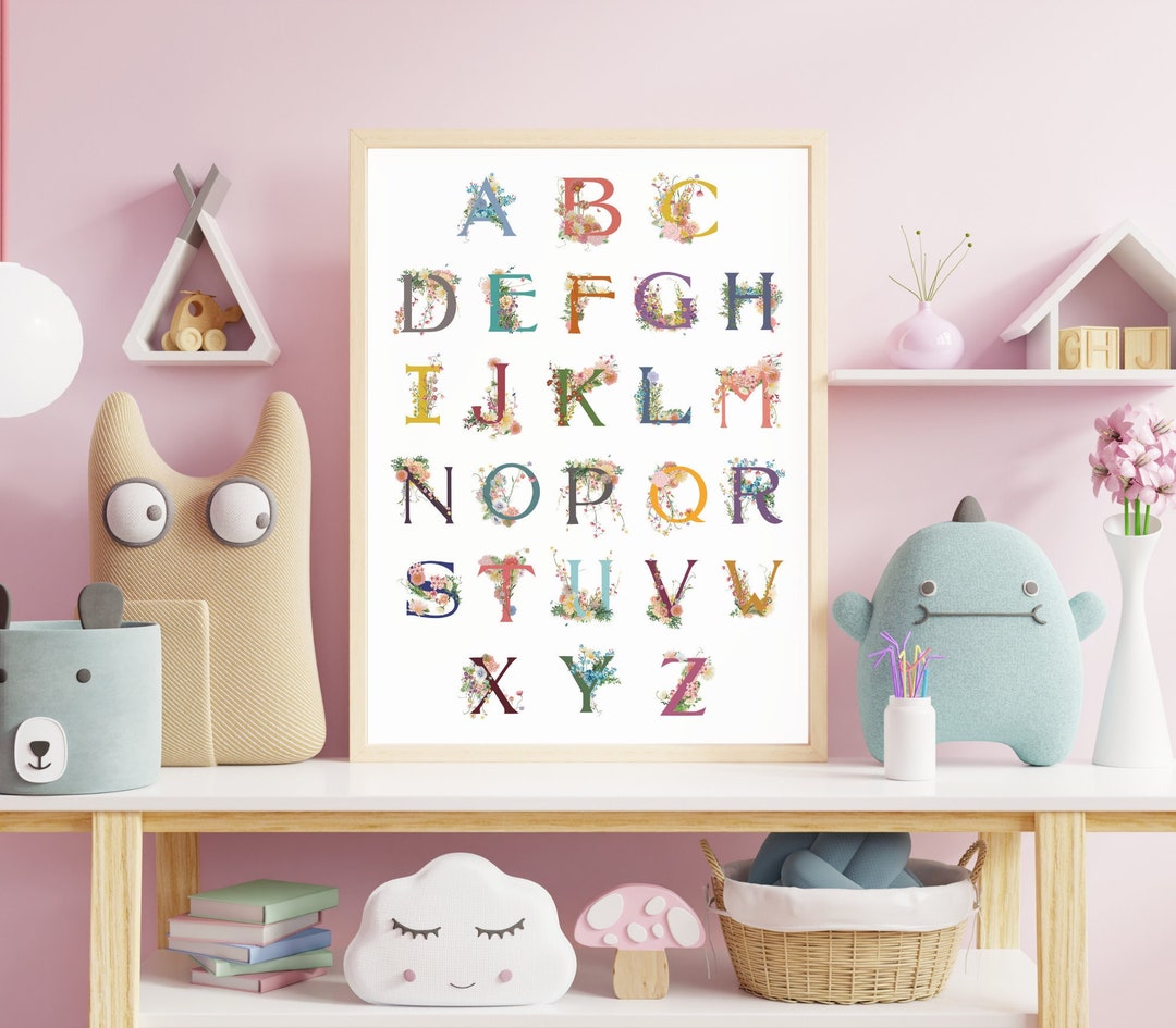 Floral Alphabet Nursery Poster: Botanical ABC Print (digital Download ...