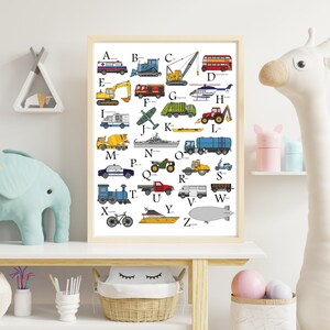 Alphabet Truck Print, Vehicle ABC Poster, Toddler Boy Nursery Art - Etsy