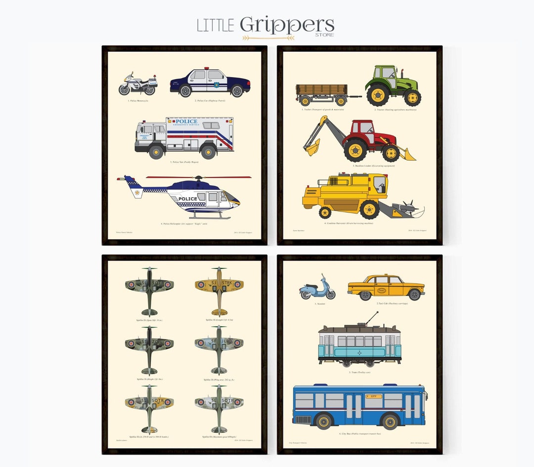 Printable Vehicle Posters for Boys Room, Truck & Train Art Prints ...