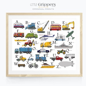 ABC Transportation Print, Construction Truck, Nursery Alphabet Print ...