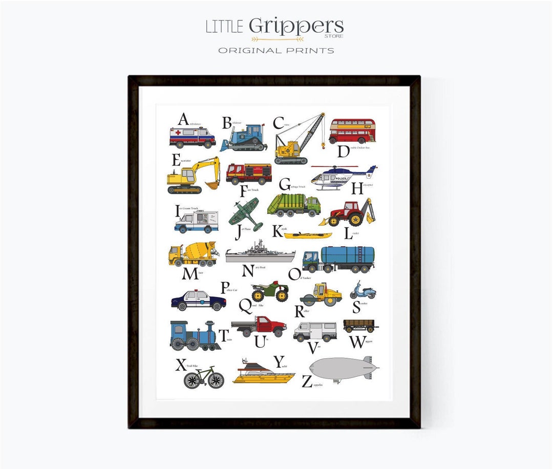 Alphabet Truck Print, Toddler Boys Wall Art, Nursery ABC Print ...