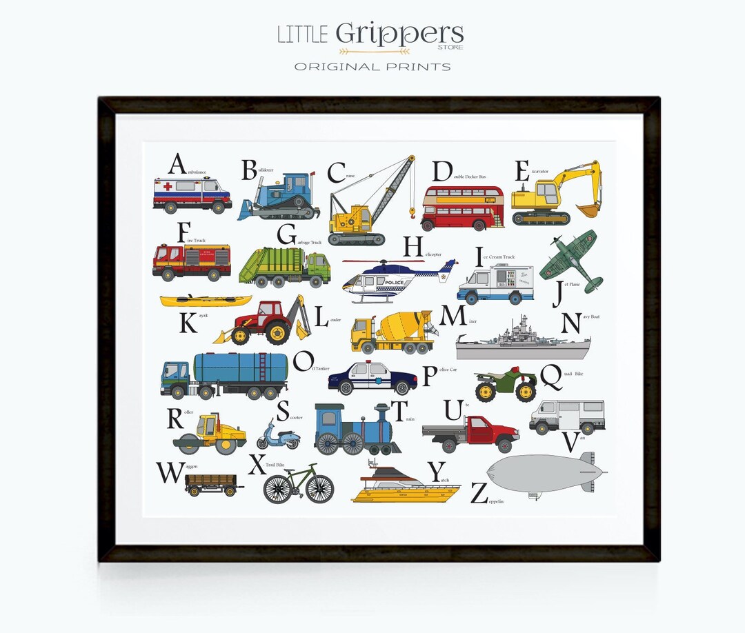 Alphabet Nursery Print, Truck Decor, Toddler Boy Art Print ...