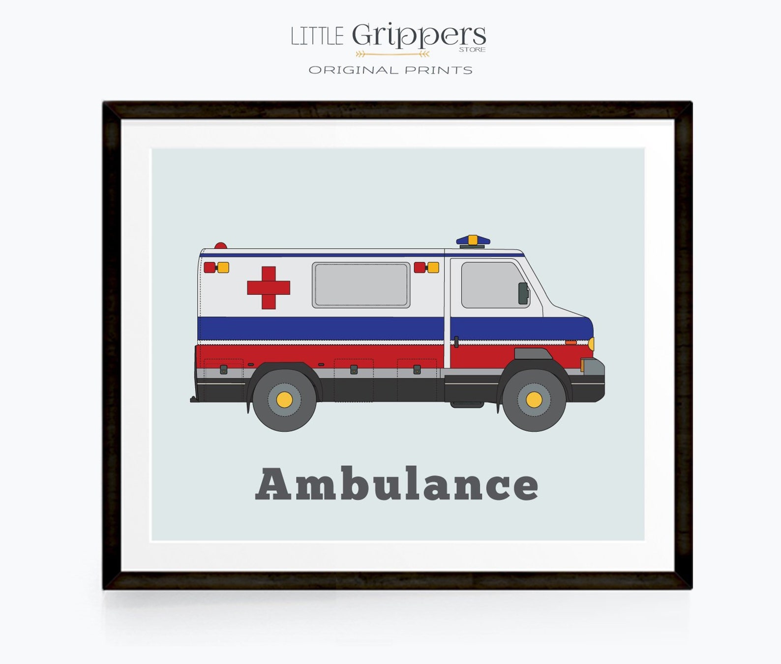 Vehicle art print Ambulance Print Transportation theme Car | Etsy