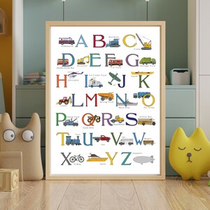 Vehicle Alphabet Poster, Boys Wall Art, ABC Print, Construction Truck ...