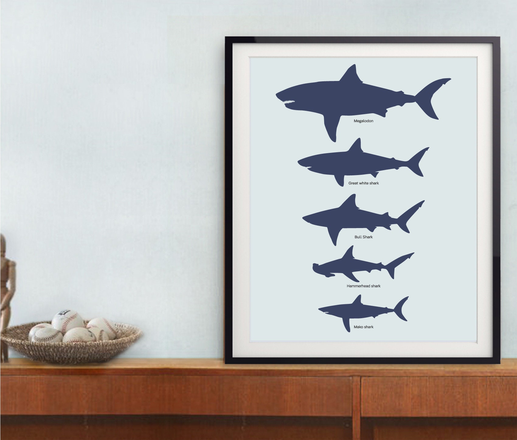 Shark printable Ocean theme nursery Sea animal print | Etsy