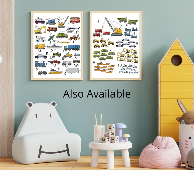 Vehicle Print Set Train Poster Boys Wall Art Vehicle - Etsy
