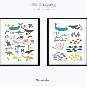 Ocean Alphabet Poster for Kids' Room - Nautical ABC Wall Art ...