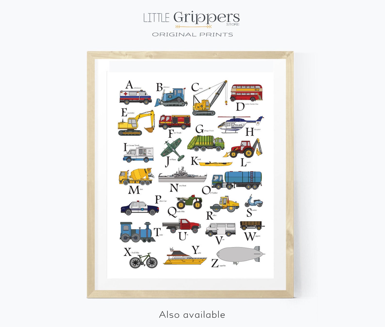 ABC transportation print Construction truck Nursery Alphabet | Etsy