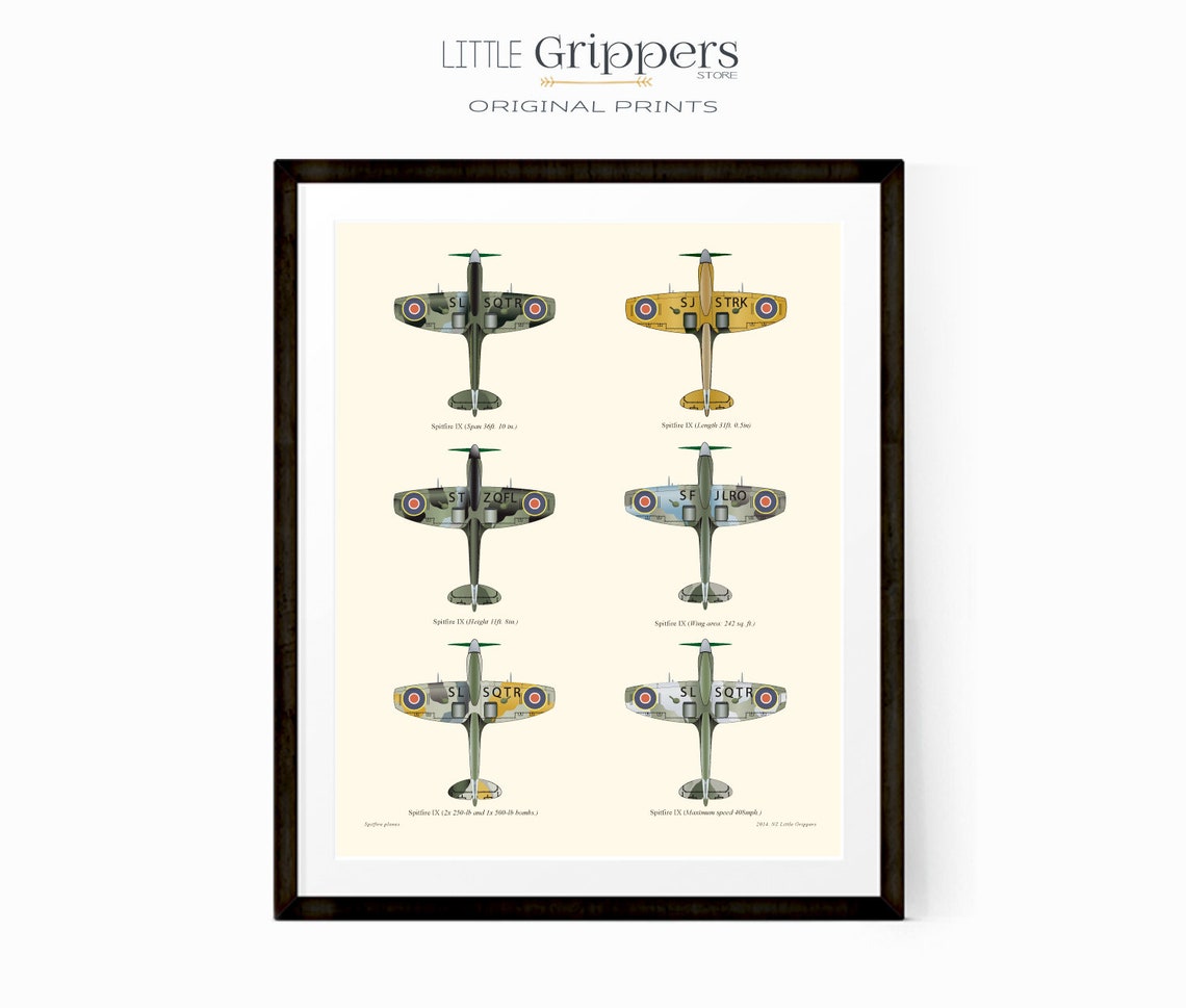 Spitfire Airplane Chart Print, Aviation Wall Art (digital Download ...