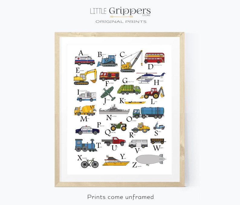 Alphabet Truck Print Toddler Boys Wall Art Nursery ABC - Etsy