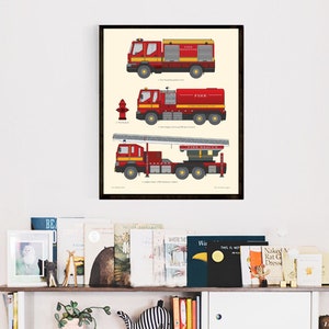 Fire Truck Printable, Boys Room Decor, Kids Chart Print, Toddler ...