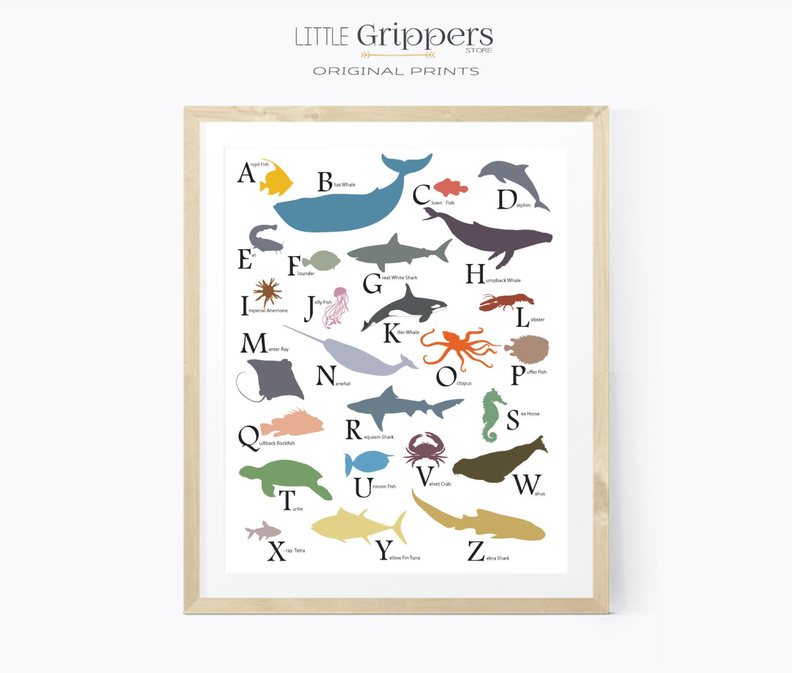 Ocean Alphabet Print Kids Animal Poster Animal Alphabet - Etsy