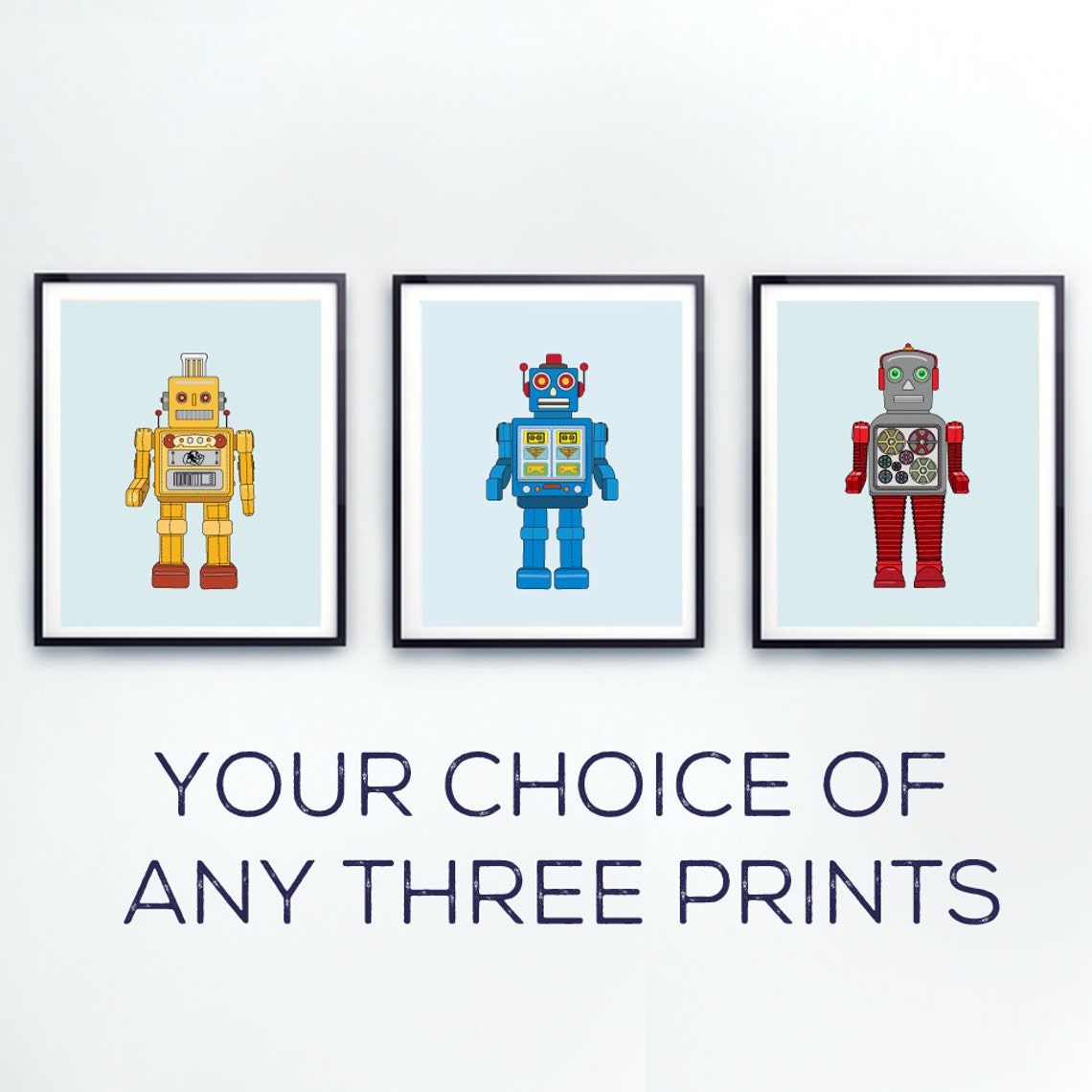 Robot print set Kids Robot art Gender neutral wall decor | Etsy