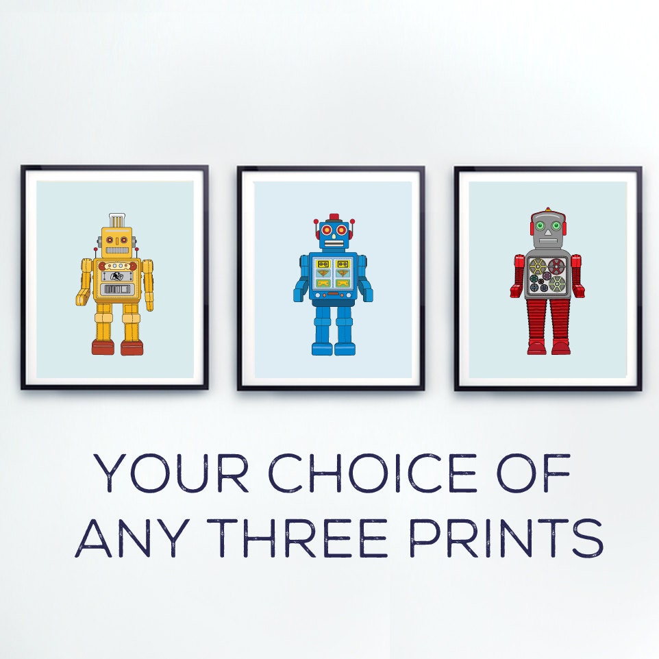 Robot print set Kids Robot art Gender neutral wall decor | Etsy