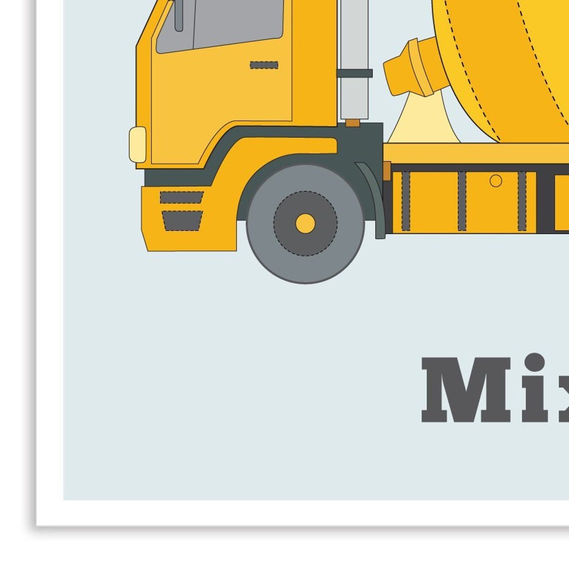Concrete Mixer Print Boys Printable Wall Art Construction - Etsy