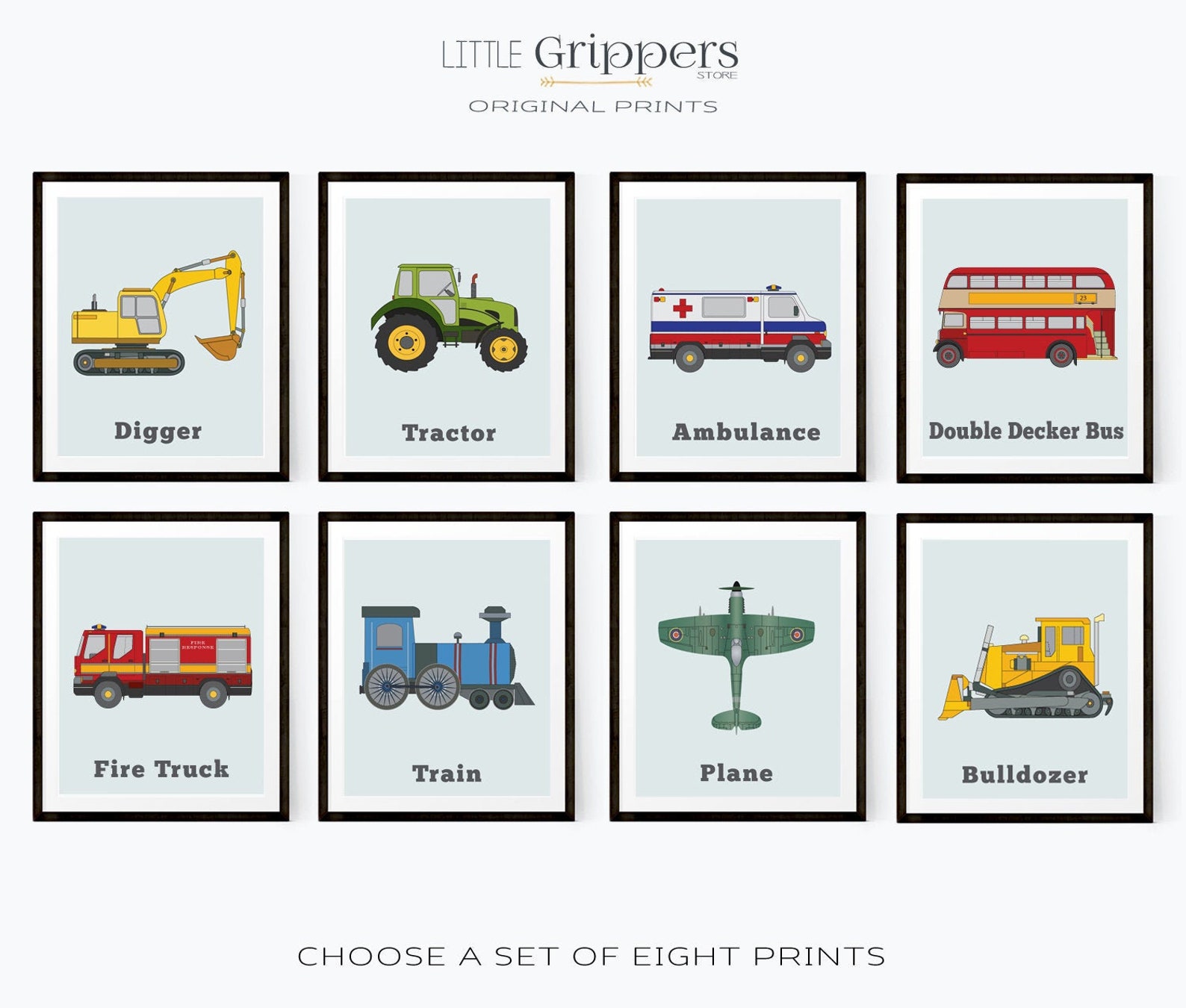 Vehicle Nursery Print Set: Cars, Trucks, Planes Kids Room Decor - Etsy