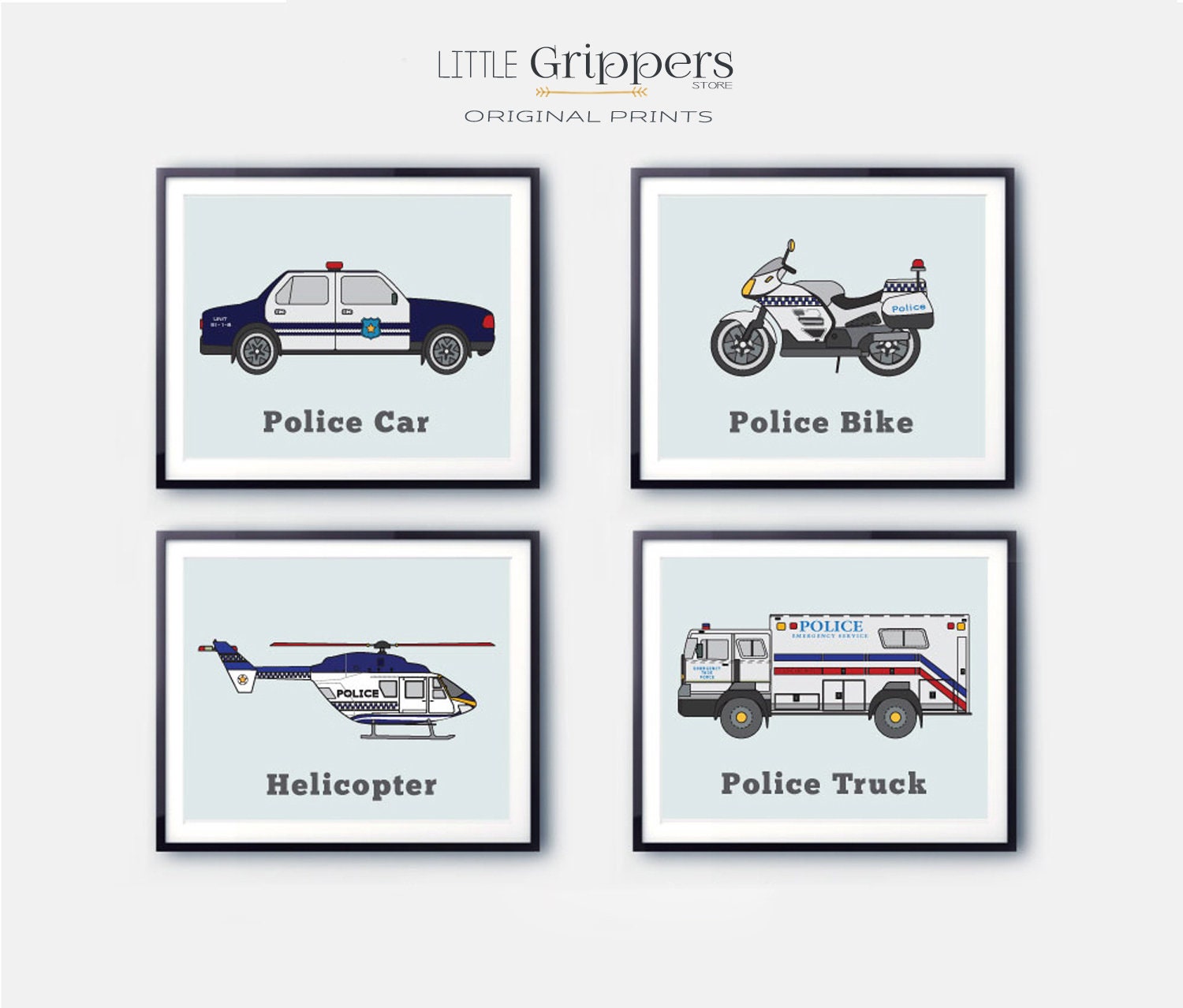 Police Car Poster Kids Printable home decor Truck wall art | Etsy