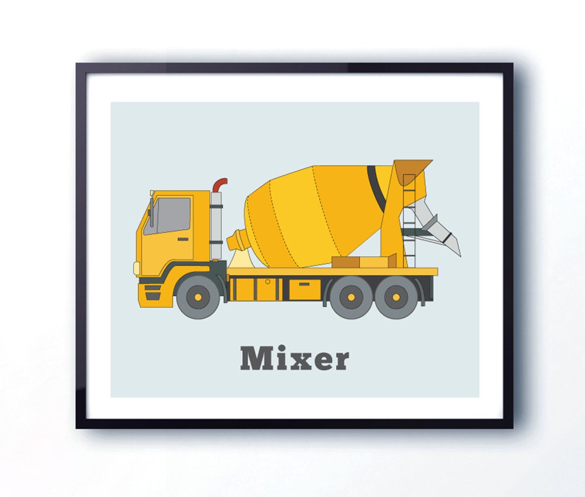 Concrete Mixer Print, Boys Printable Wall Art, Construction Truck Decor ...