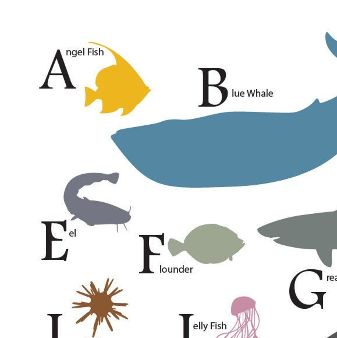 Ocean Alphabet Print Kids Animal Poster Animal Alphabet - Etsy
