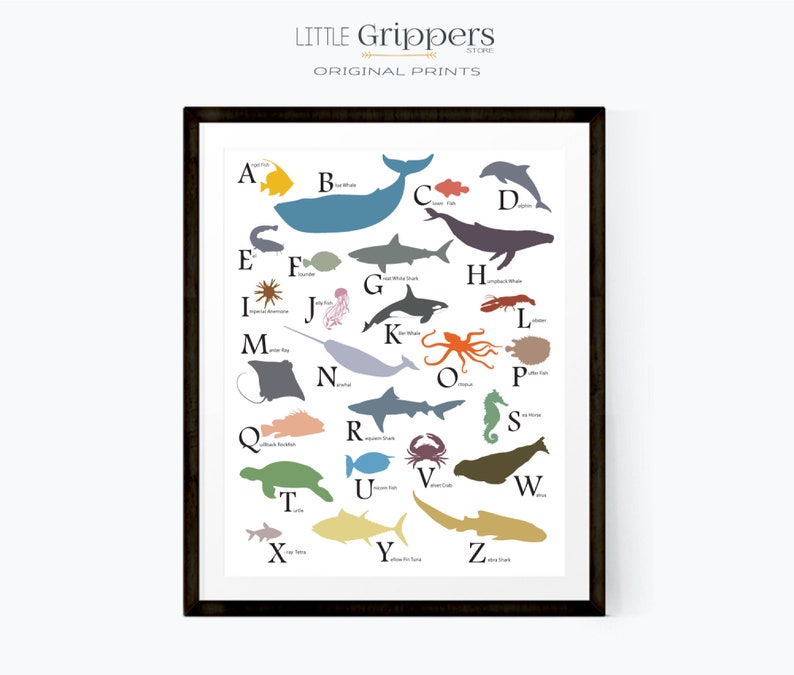 Ocean Alphabet Print Kids Animal Poster Animal Alphabet - Etsy