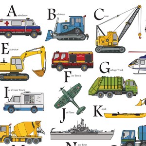 Alphabet Truck Print, Toddler Boys Wall Art, Nursery ABC Print ...
