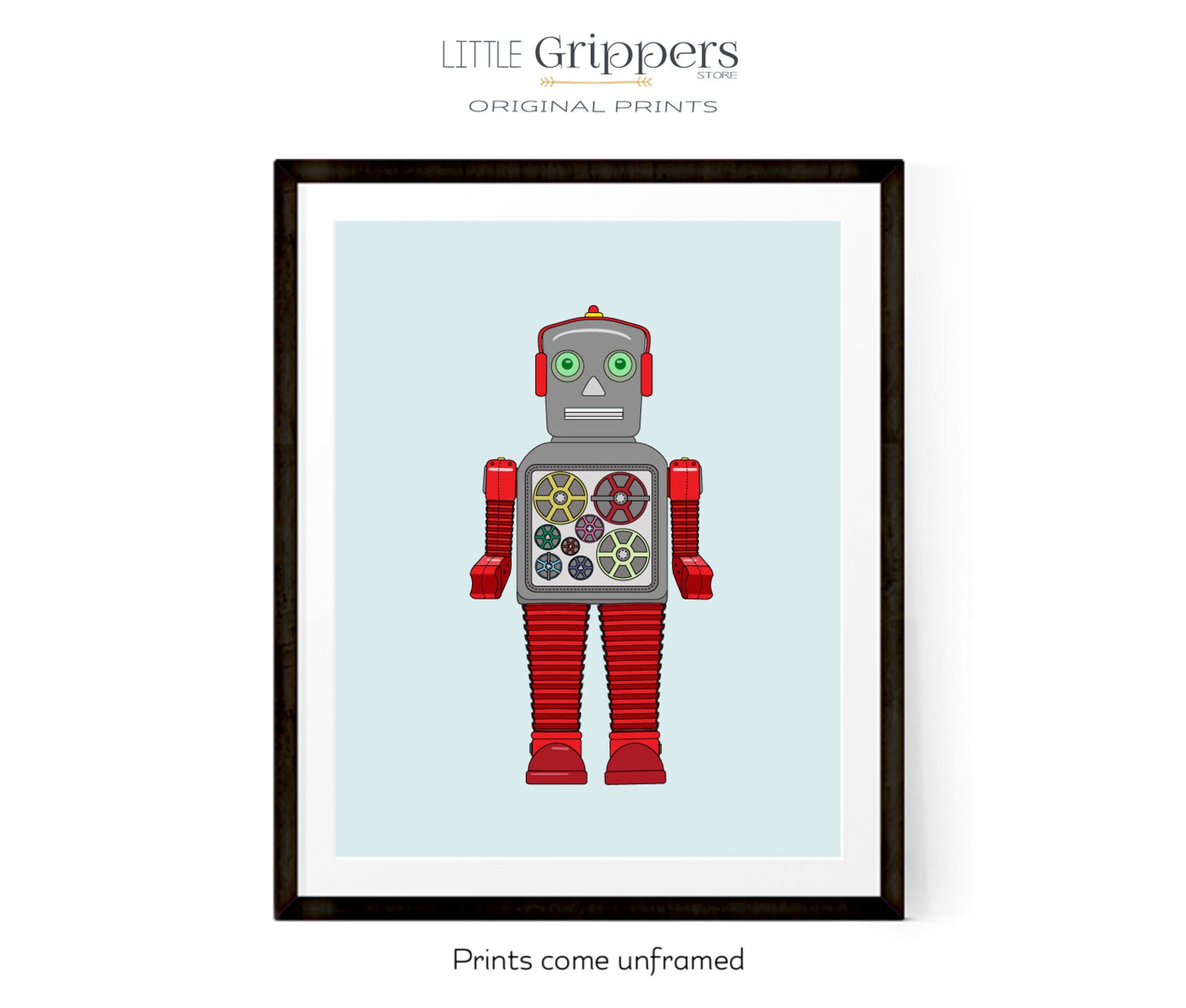 Vintage Robot Nursery Art Prints, Gender Neutral Kids Wall Decor ...