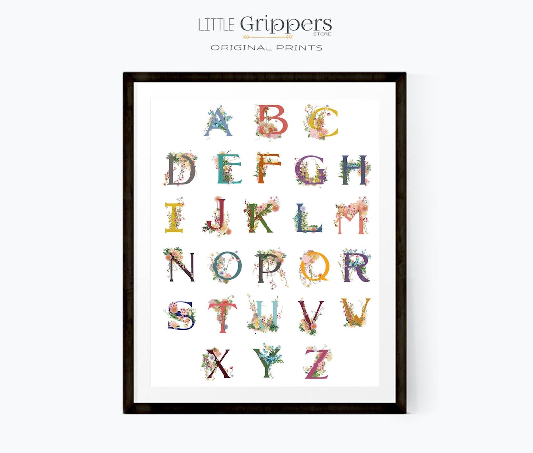 Flower Alphabet Prints, Kids Room Decor, Flower Letter Poster, Toddlers ...