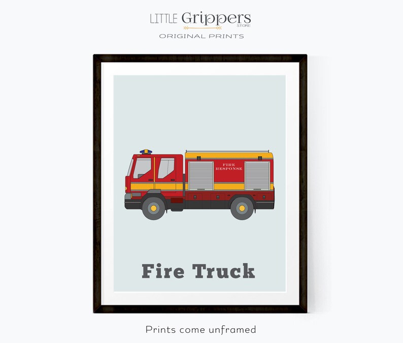 Boys Wall Art Set Kids Truck Decor Construction Print | Etsy