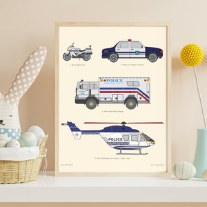 Police Car Poster, Kids Printable Home Decor, Truck Wall Art, Boys ...