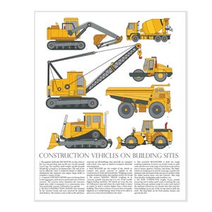 Construction Truck Poster, Boys Wall Art, Kids Room Decor, Nursery ...