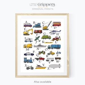 Vehicle Alphabet Poster, Boys Wall Art, ABC Print, Construction Truck ...