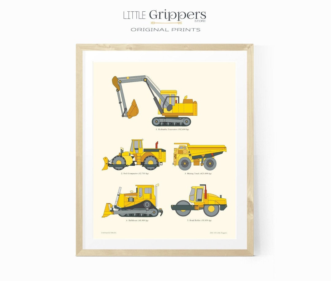 Construction Truck Poster, Printable Wall Art, Vehicle Truck Print ...