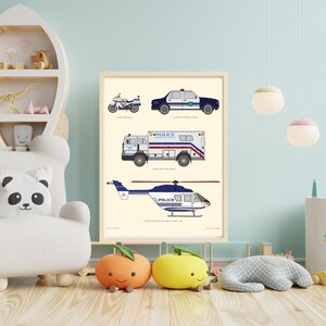 Police Car Poster Kids Printable Home Decor Truck Wall Art - Etsy