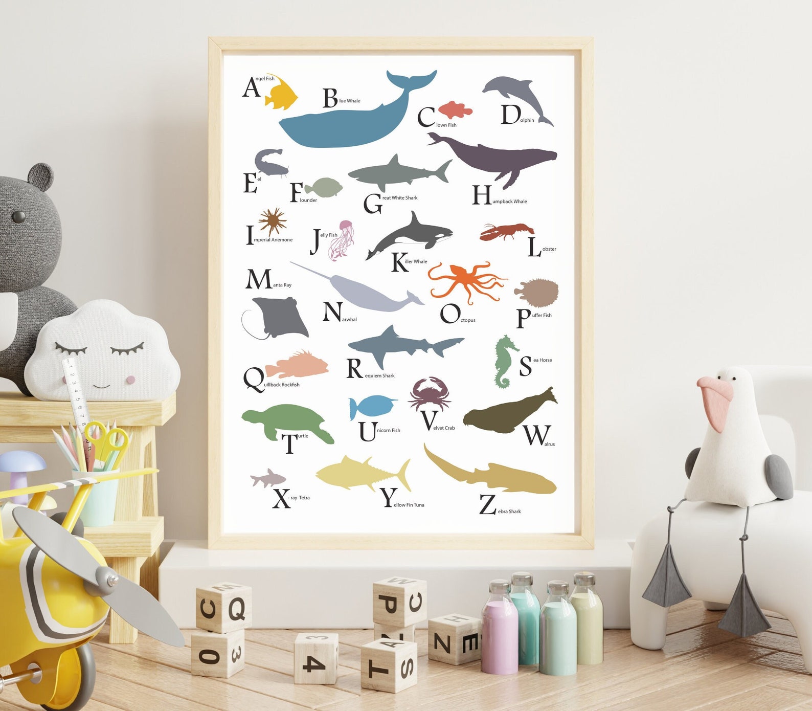 Ocean Alphabet Print Kids Animal Poster Animal Alphabet - Etsy